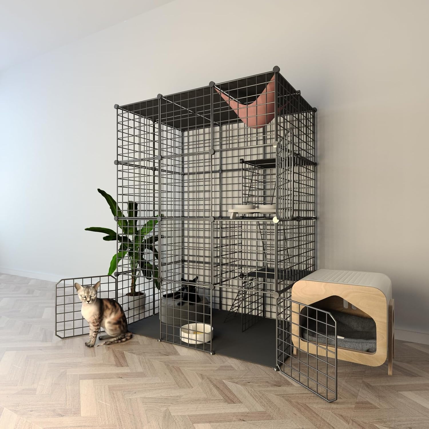 4-Tier Indoor Large Cat Cage Enclosure DIY,Cat Playpen Catio Thick ...