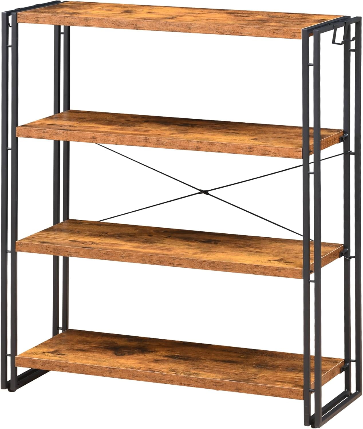 4-Tier Industrial Bookcase, Rustic Open Book Shelf, Freestanding Tall ...