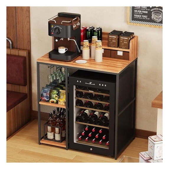 4-Tier Industrial Style Mini Fridge & Microwave Oven Stand, Adjustable ...