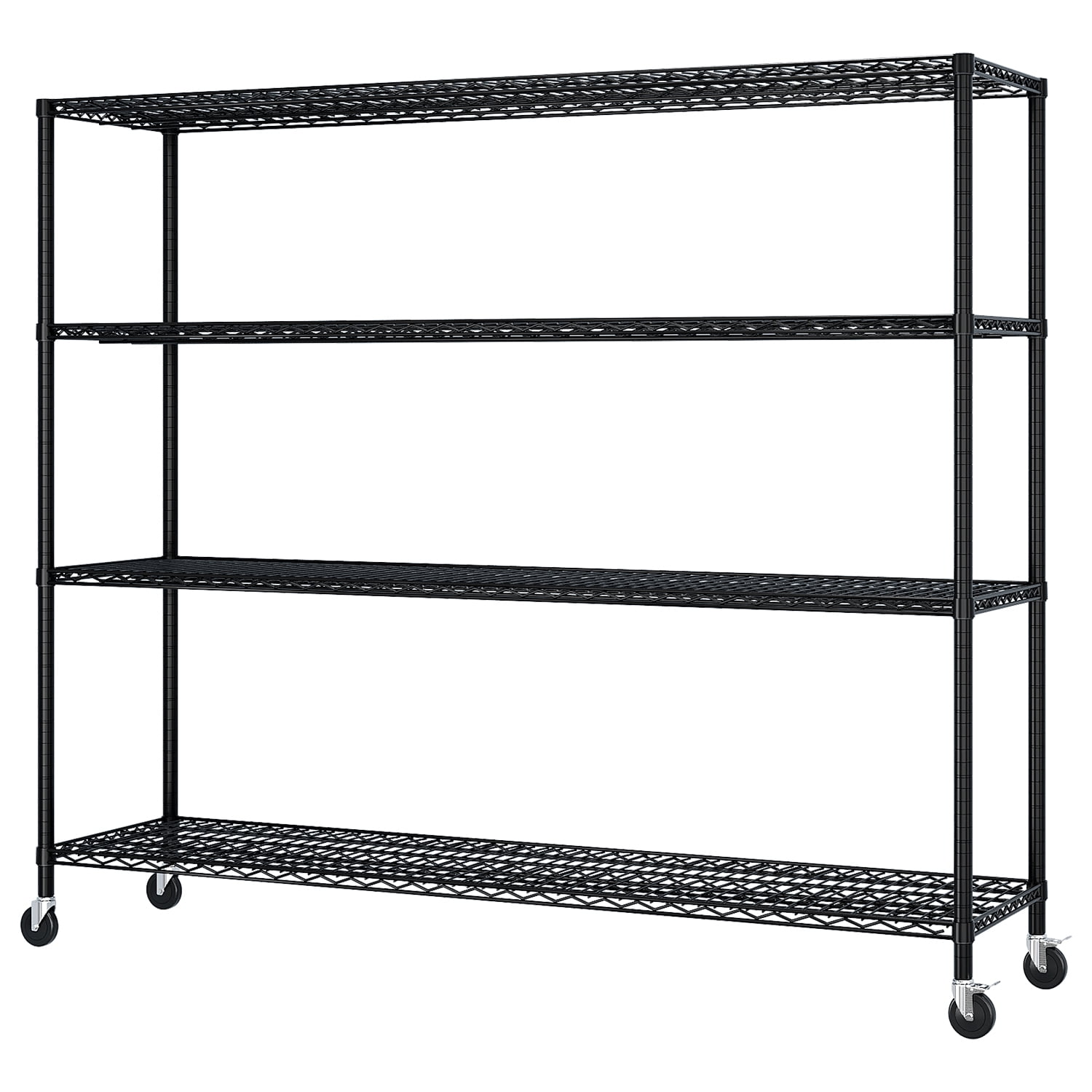 4-Tier Iron Display Stand - Adjustable Shelf Spacing Locking Casters ...