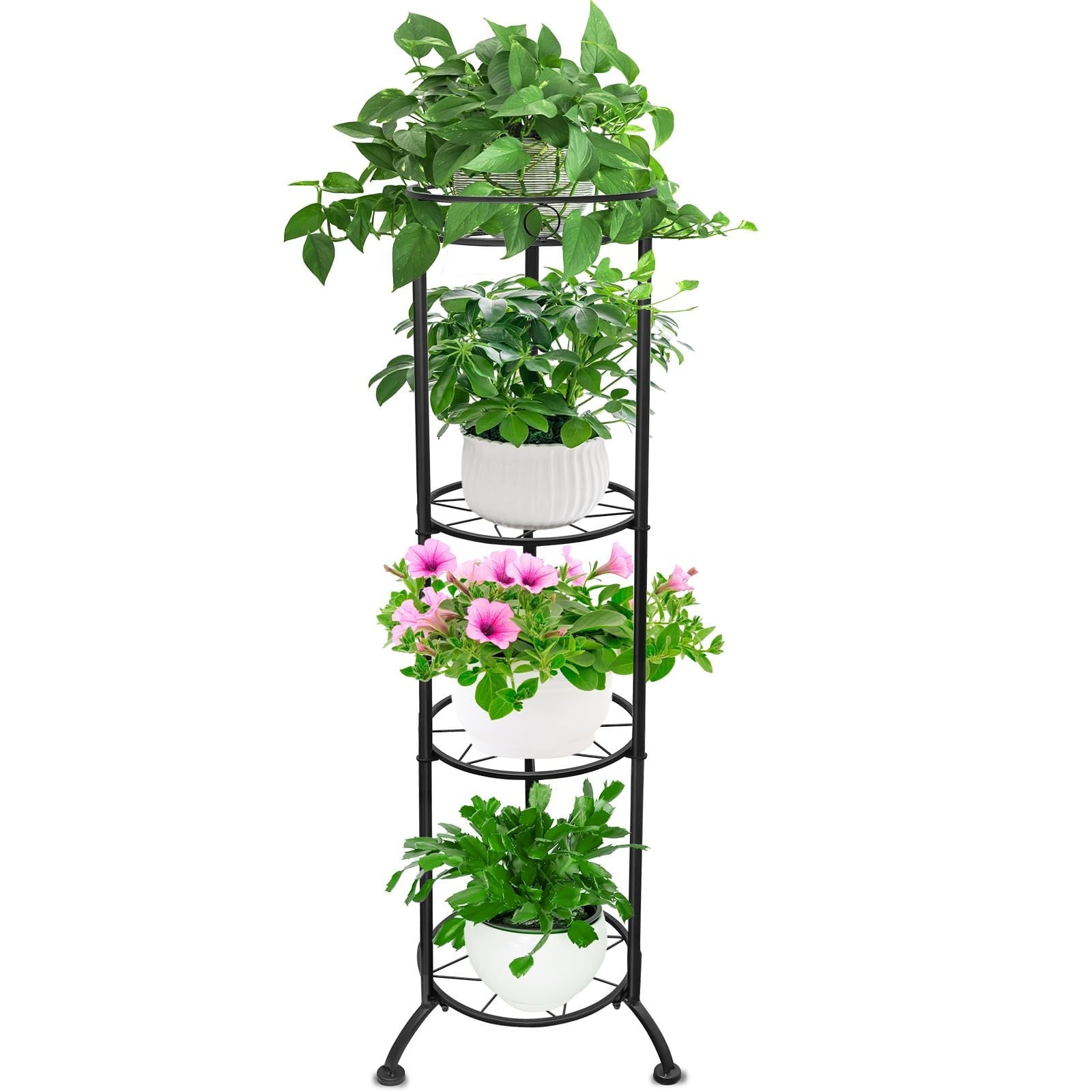 4 Tier Iron Metal Plant Stand Indoor Outdoor Tall For Plants 45in ...