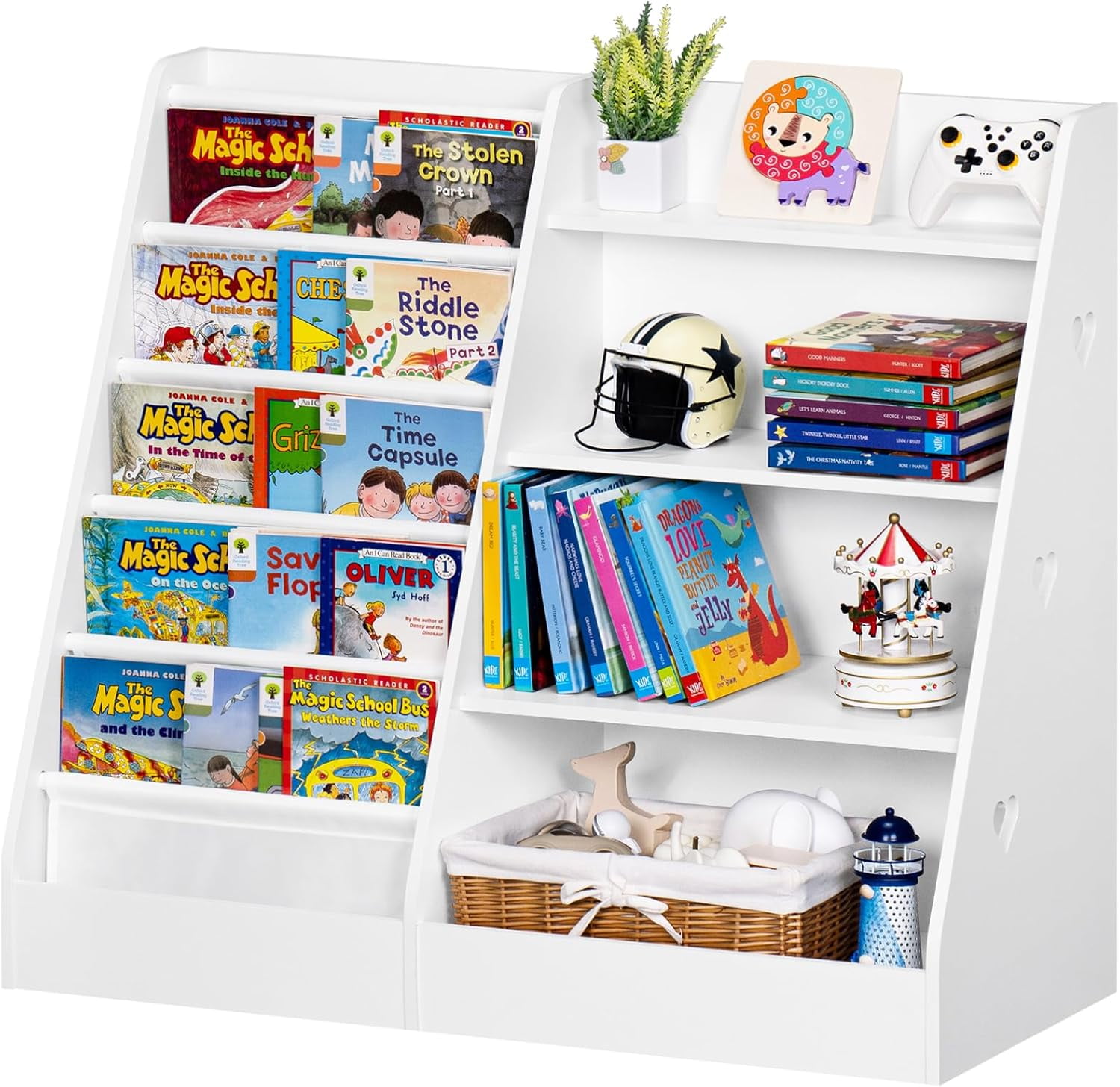 4 Tier Kids Bookshelf and Storage Organizer, Five Layer Sling Children ...