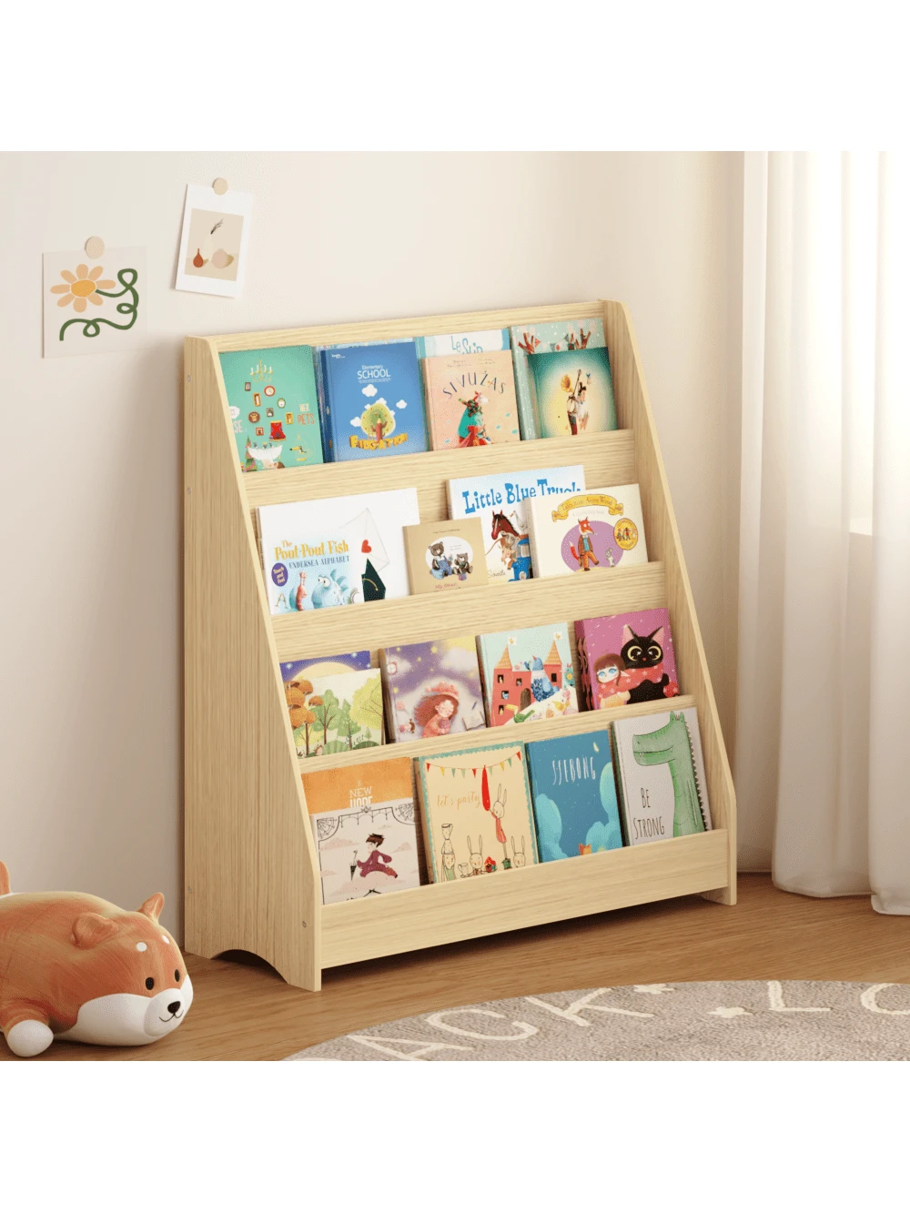 4-Tier Kids Bookshelf, Toddler Book Display Shelves, Helps Keep ...