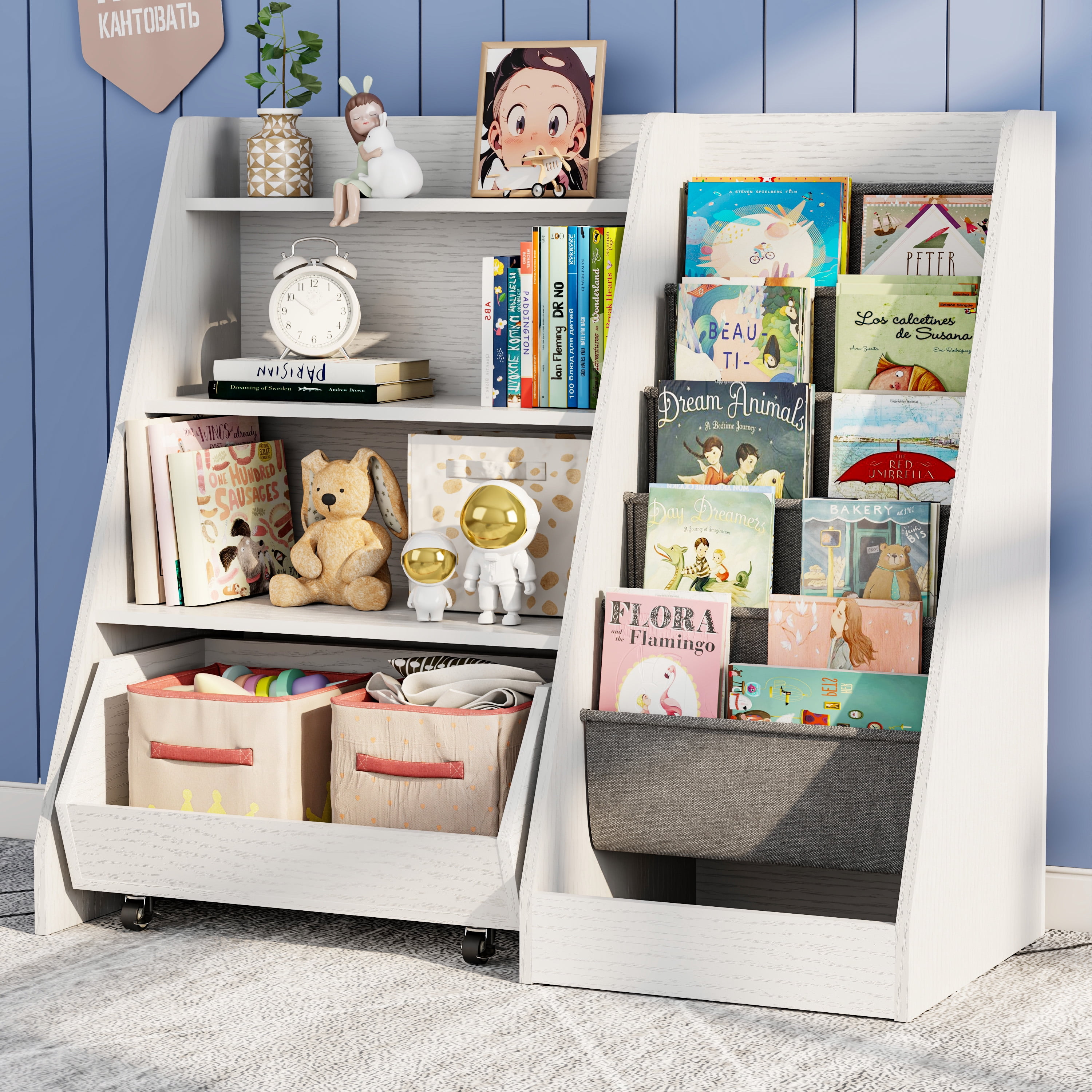 "Bel Ark 4-Tier Kids Bookshelf, Wooden Bookcase and Toy Storage ...