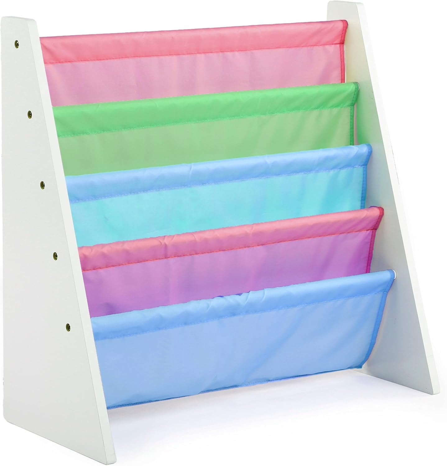 4-Tier Kids Bookshelf, White Wood/Pastels - Premium Book Shelf for Kids ...