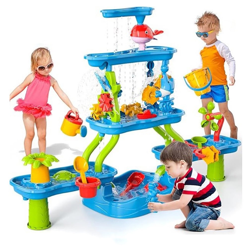 4-Tier Kids Sand Water Table Children's Beach Toys Summer Beach Children DIY Parent-child ...