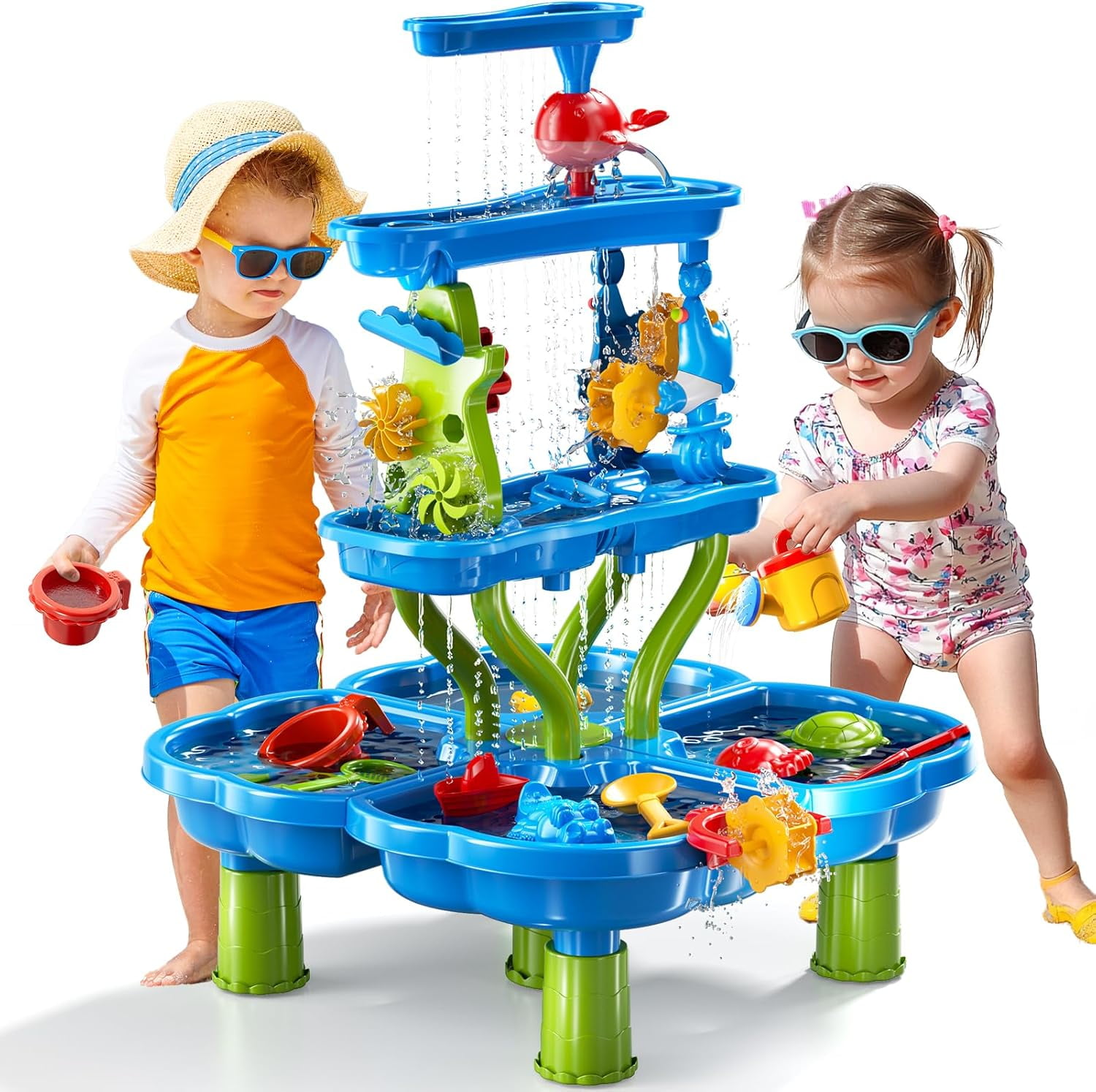 4 -Tier Kids Water Play Table for Kids Toddlers 3-5 4-8, Sand and Water ...