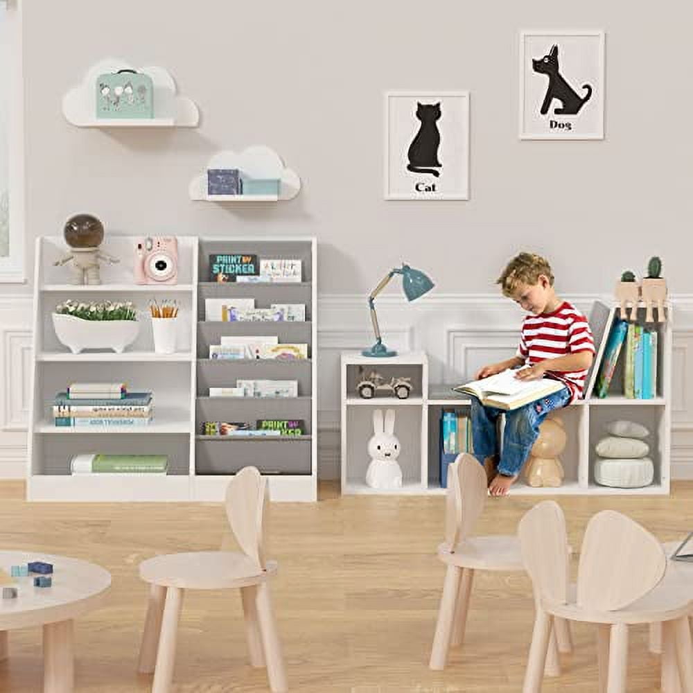 4 Tier Kids Wooden Bookshelf,Five Layer Sling Children Bookcase,Baby ...