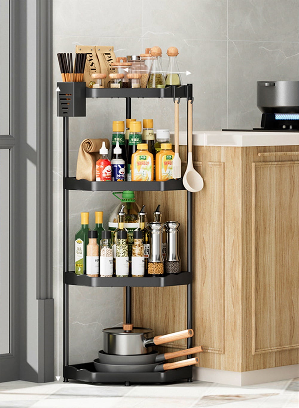 4-Tier Kitchen Corner Shelf，spice rack，Bathroom Organizer，Bookshelf ...