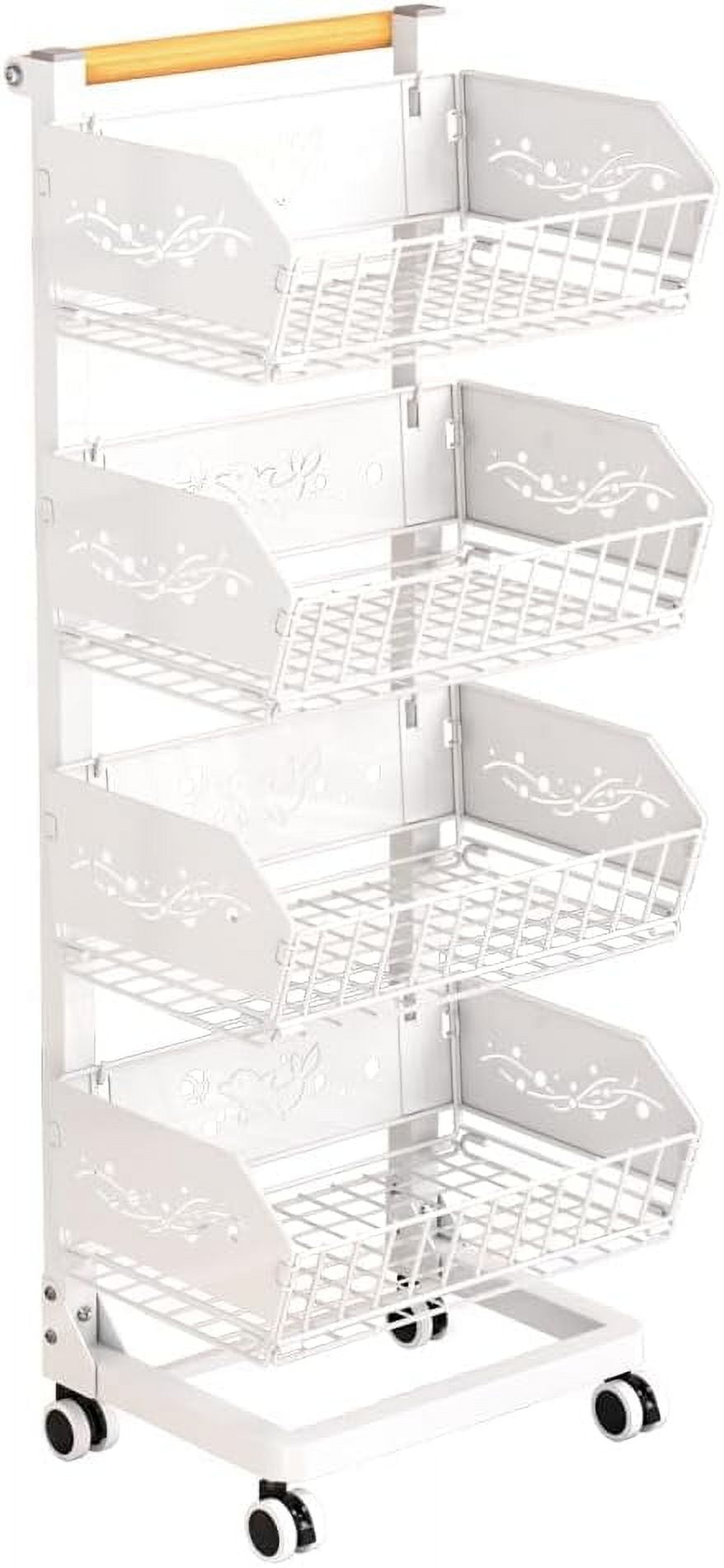 4-Tier Kitchen Snack Cart with Wheels - Upgraded wider and thicker ...