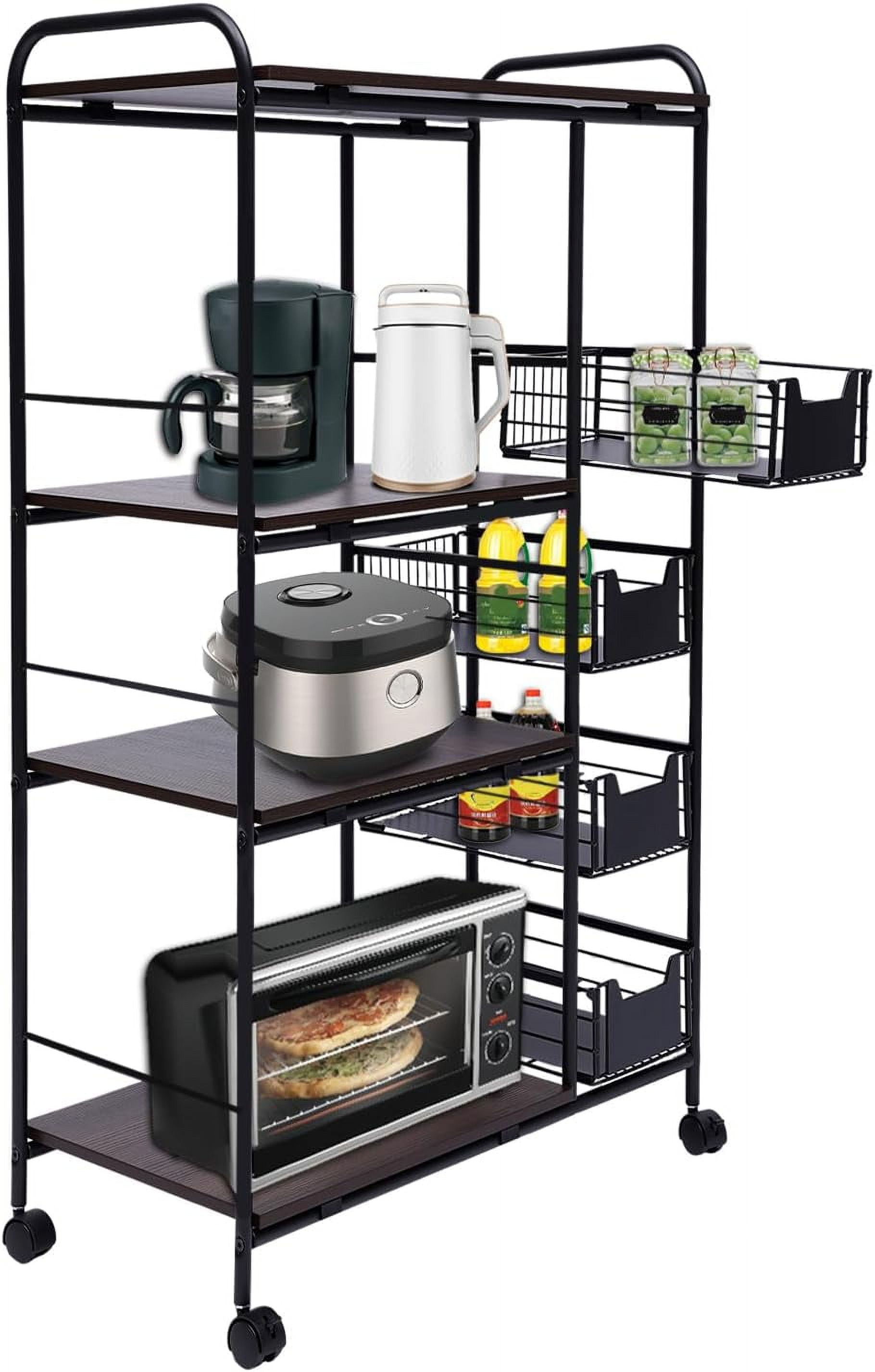 4-Tier Kitchen Storage Shelf 360° Rolling Display Storage Rack Trolley ...