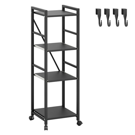 4 Tier Kitchen Storage Shelf Kitchen Trolley with Wheels,Strong Load ...