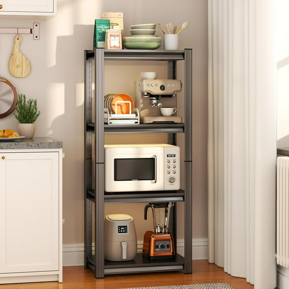 4-Tier Kitchen Storage Shelves, Island Table for Kitchen, Metal Shelves ...