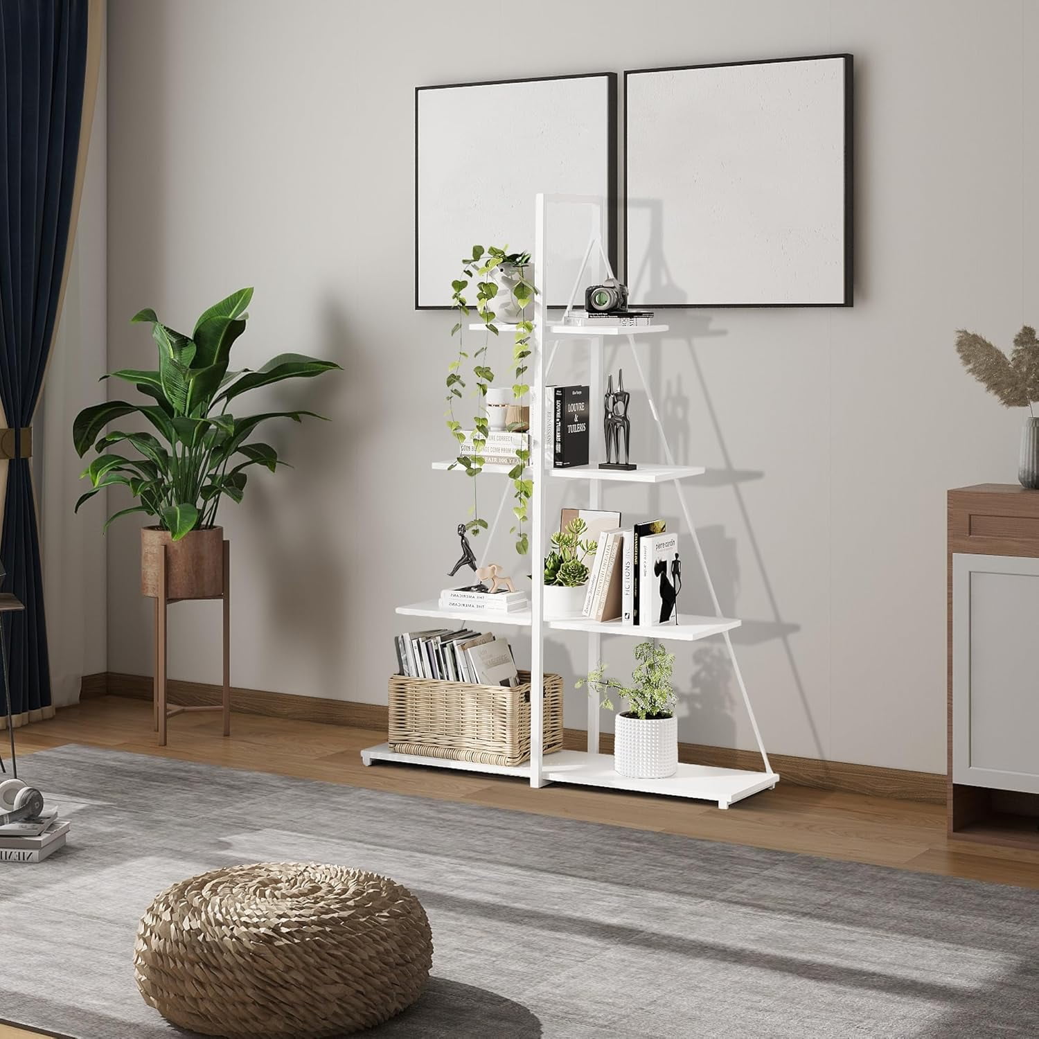 4-Tier Ladder Bookshelf, Versatile A-Shaped Bookcase, Tall Ladder Shelf ...