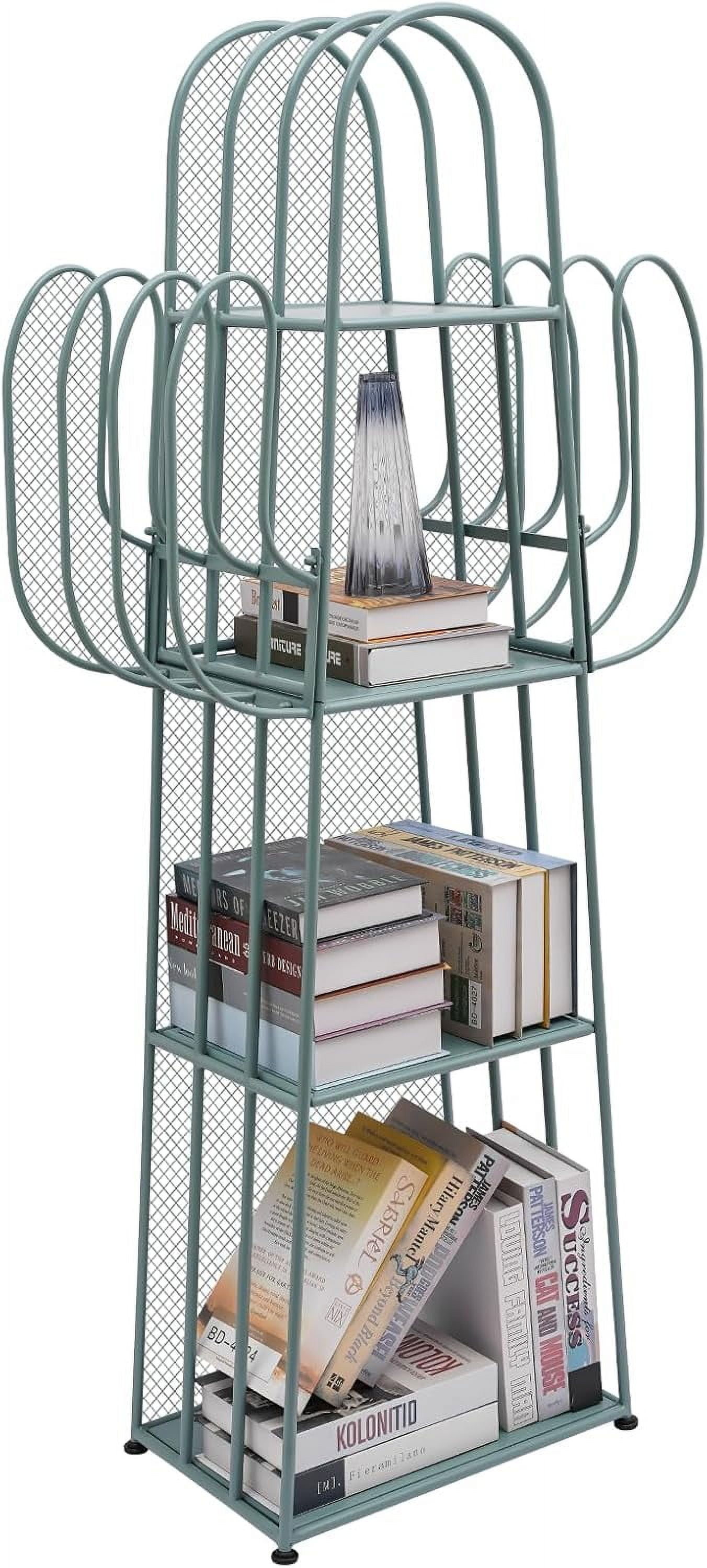 4-Tier Ladder Bookshelves Freestanding, Cactus Metal Display Cabinet ...