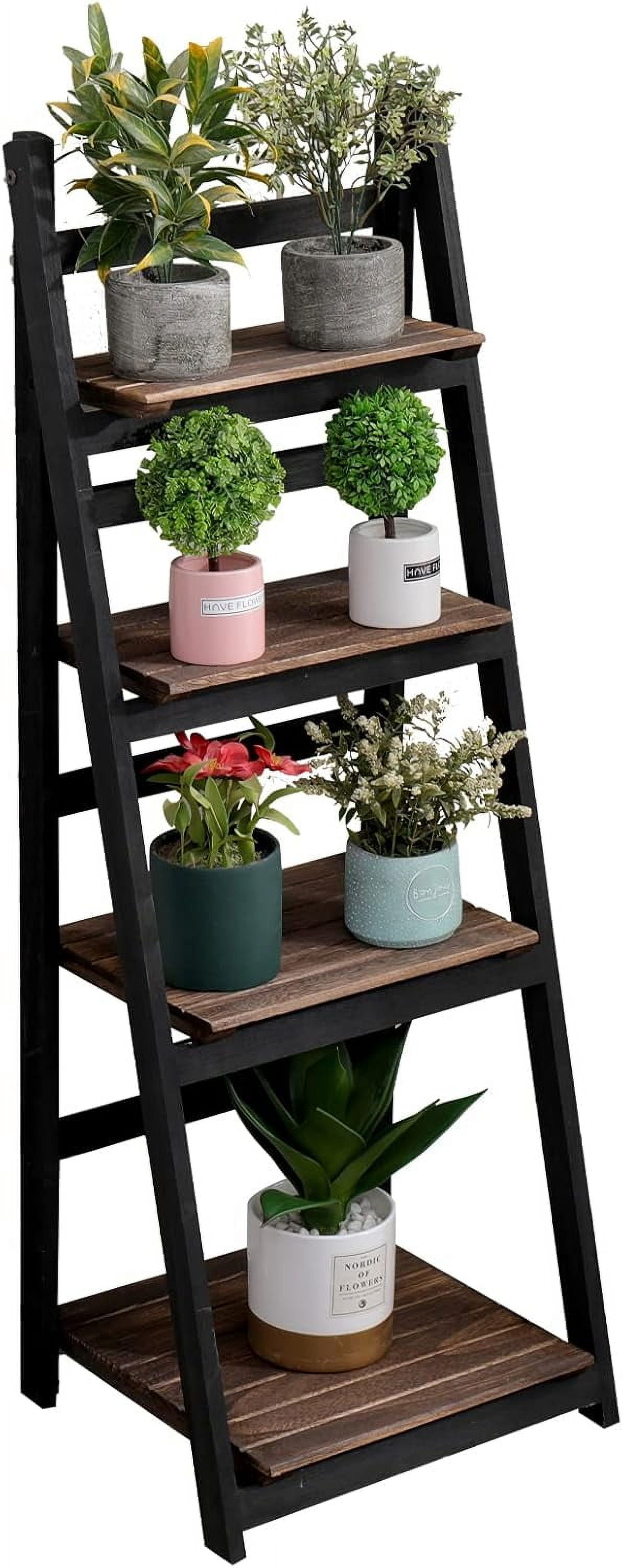 4 Tier Ladder Shelf, Home Office Ladder Bookshelf 45.7 Inch, Solid Wood ...