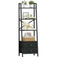 4-Tier Ladder Shelf,Small Bookshelf with 2 Drawers,Vertical Bookcase ...
