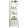 4-Tier Ladder Shelf,Small Bookshelf with 2 Drawers,Vertical Bookcase ...