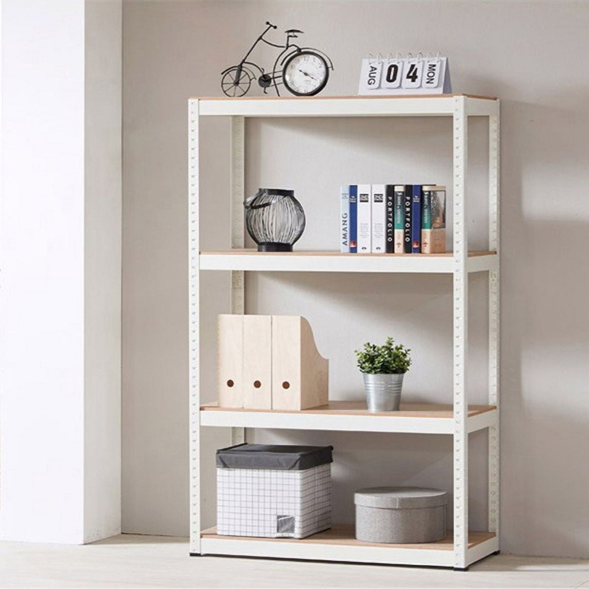 4 Tier Laminated Metal Shelving Unit Adjustable Garage Storage, Storage ...