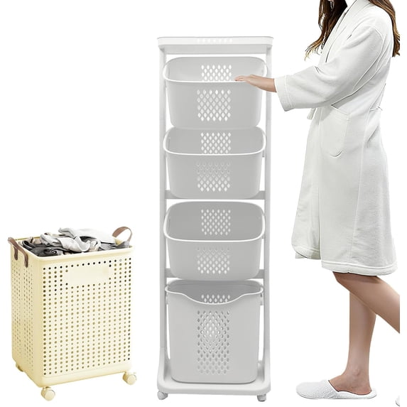 4-Tier Laundry Hamper Sorter & X-Large Foldable Laundry Hamper ...
