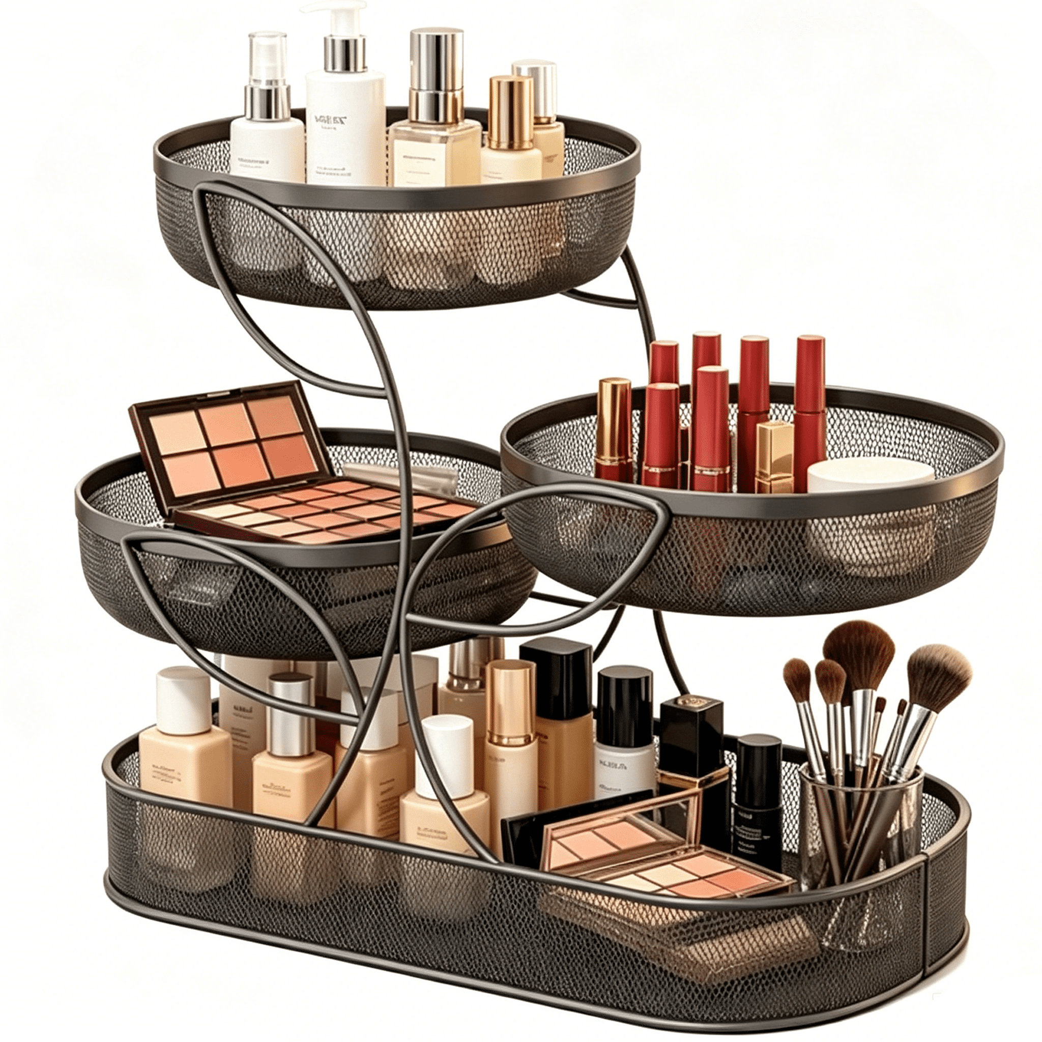 4 Tier Leaf Shaped Metal Makeup Organizer, No Assembly Required ...