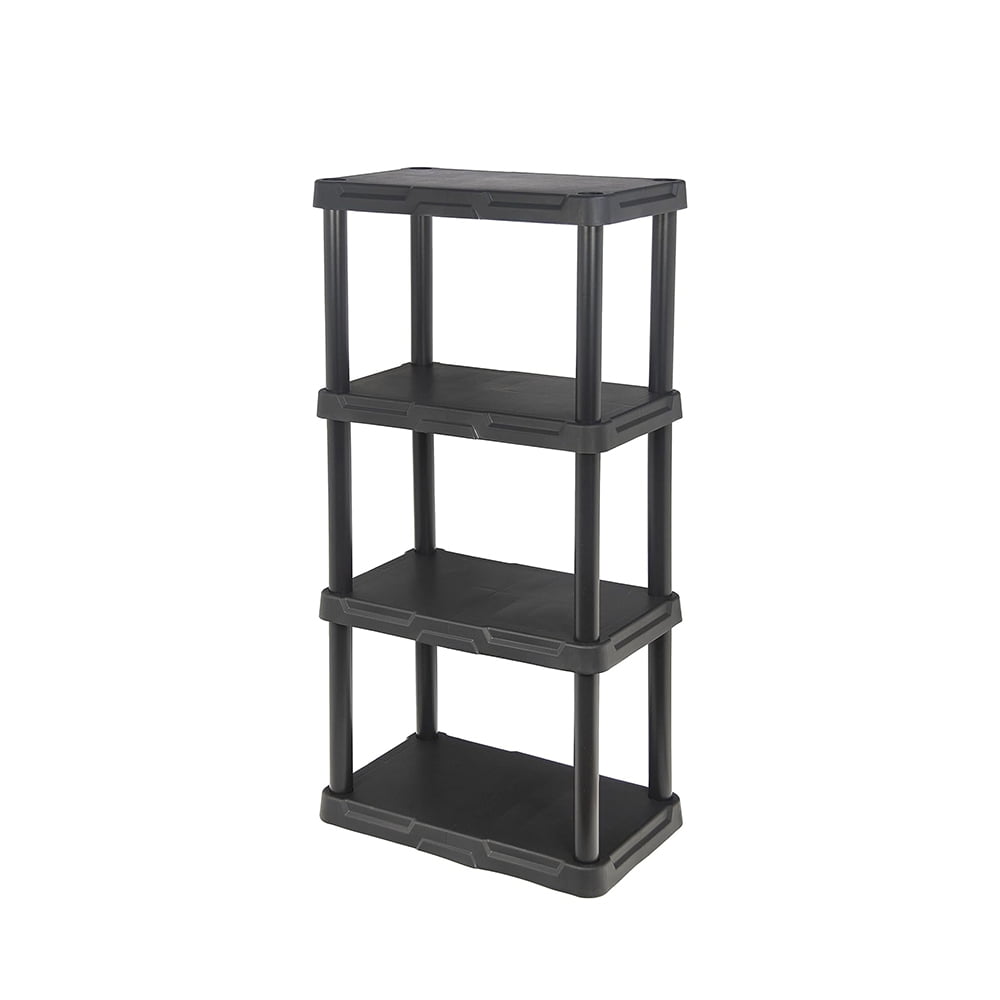 4-Tier Light Duty Storage Shelf, Plastic Shelving Unit, Sturdy Storage ...