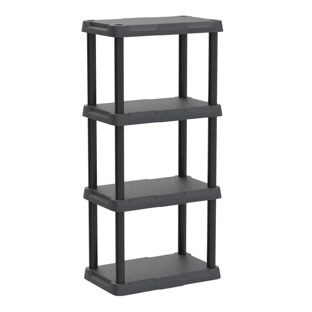 4-Tier Light Duty Storage Shelf, Plastic Shelving Unit, Sturdy Storage ...