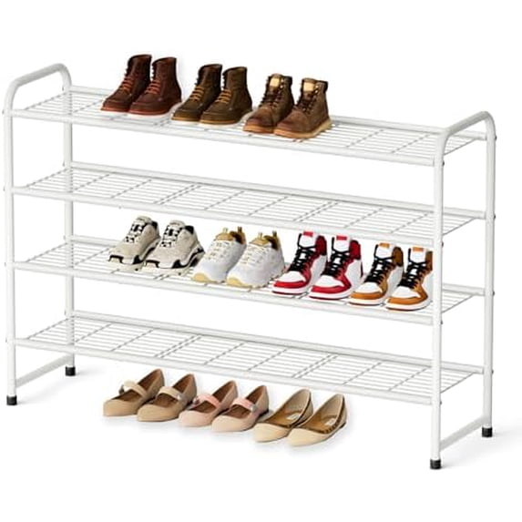 4-Tier Long Shoe Rack for Closet Floor, Wide Shoe Organizer Storage ...