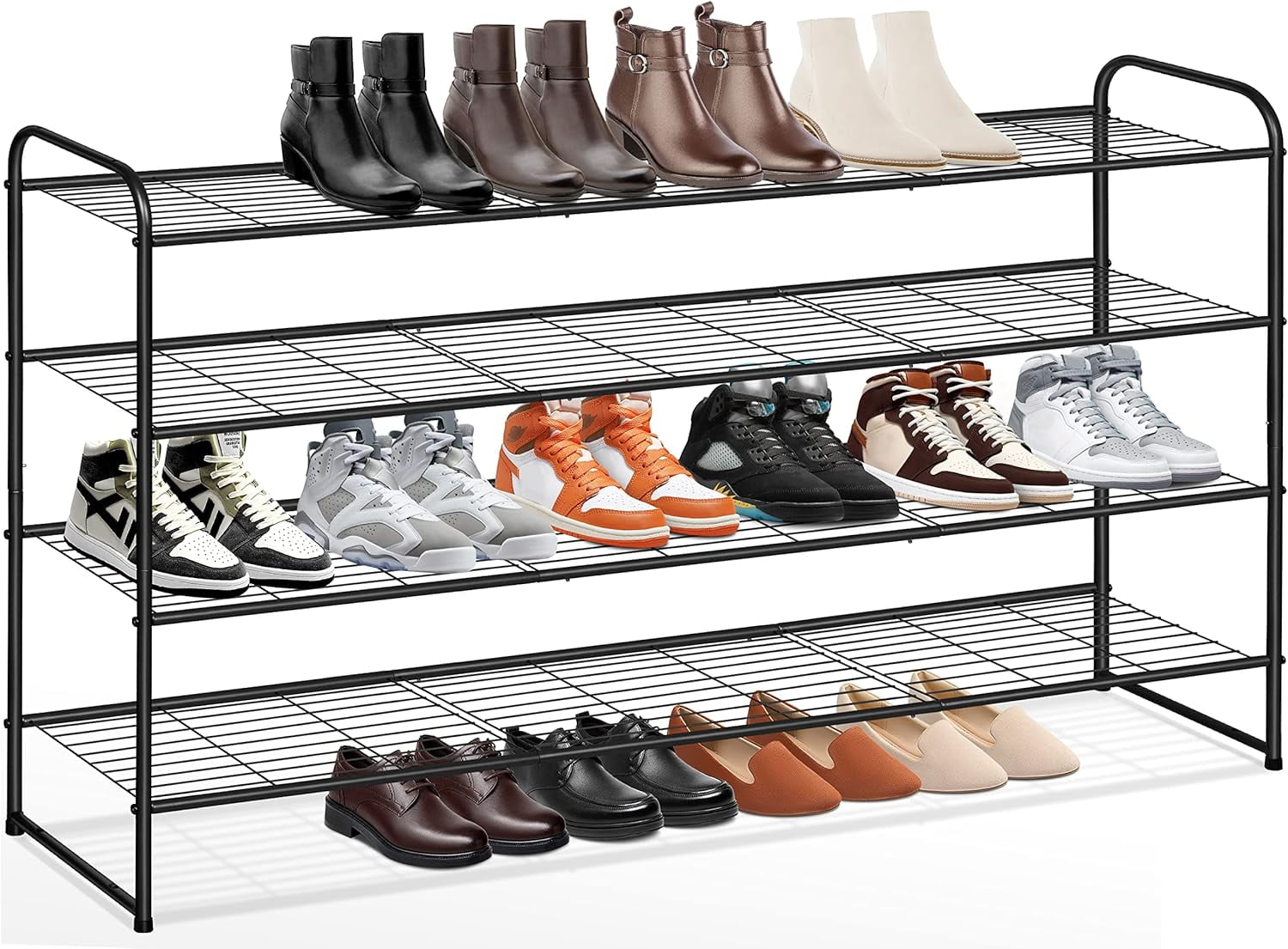 4-Tier Long Shoe Rack for Closet, Wide Shoe Organizer for Closet Floor ...
