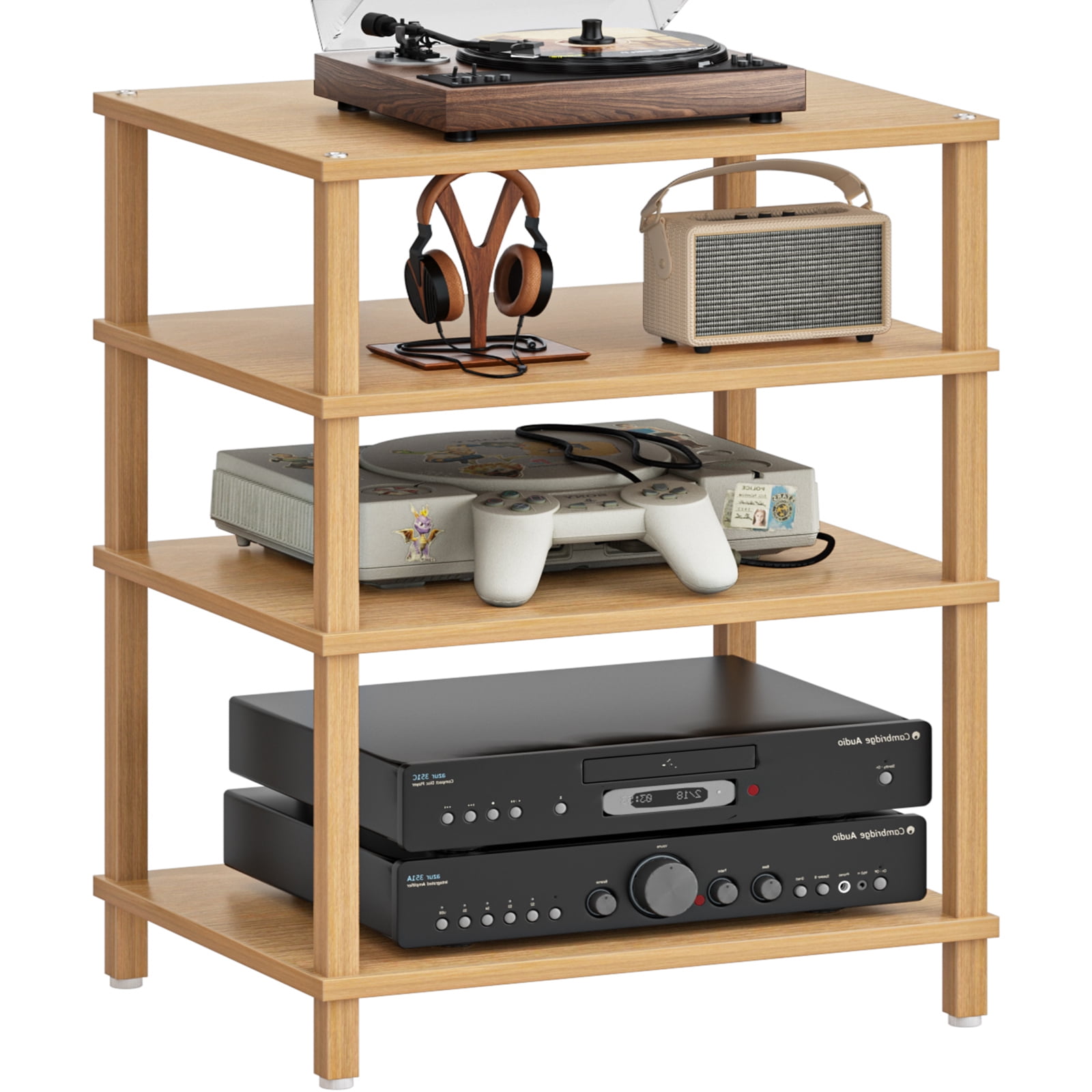 4-Tier Media Stand/TV Shelf/Audio Cabinet and Media Towers, Modern ...