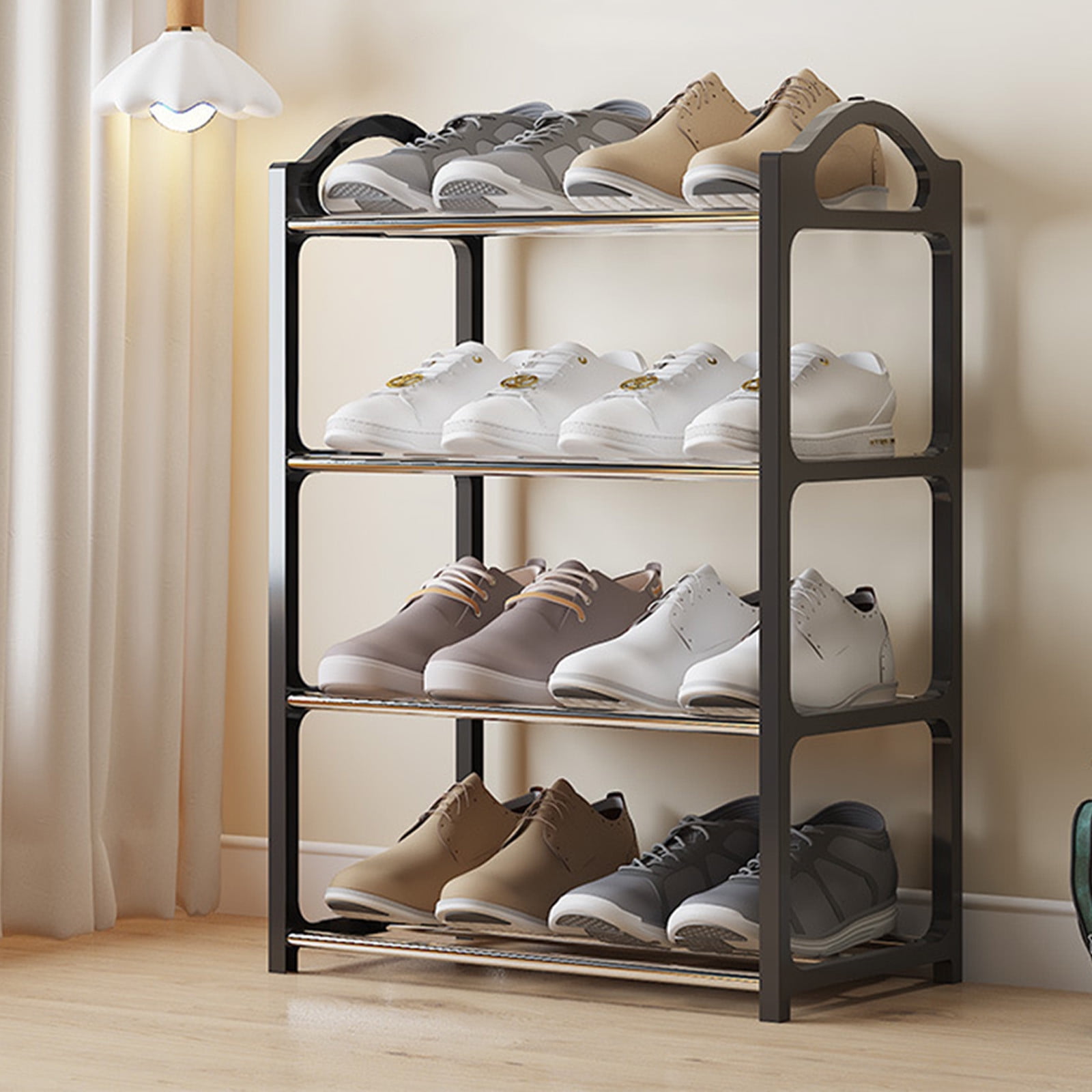 4-Tier Men Shoe Rack Space Saving Shoe Storage, Dorm Room Shoe Rack ...