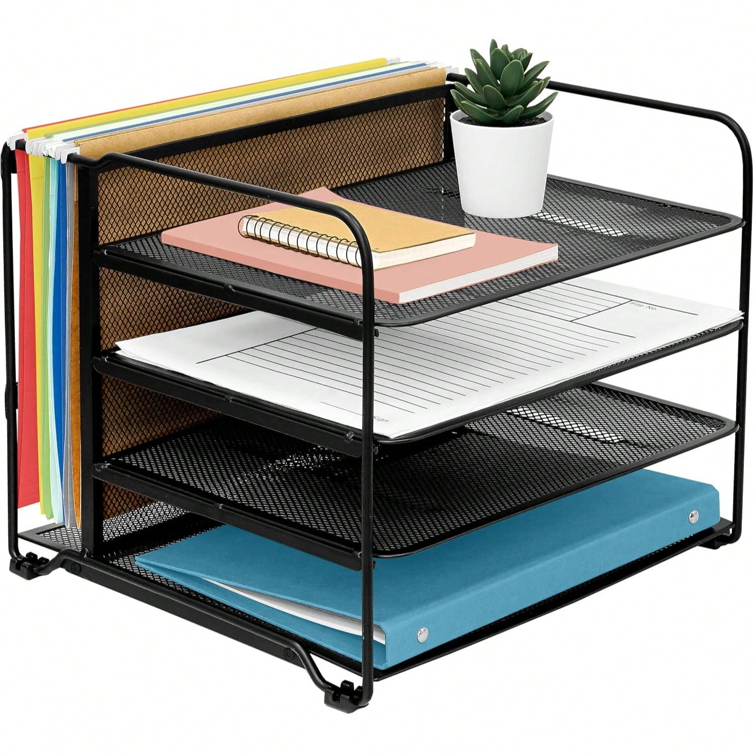 4 Tier Mesh Document Trays With Vertical Upright Section For Hanging ...
