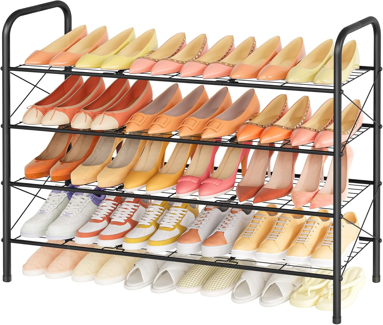4 Tier Mesh Style Shoe Rack, Entryway Shoe Shelf, Shoe Storage ...