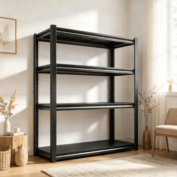 4-Tier Metal Bookshelf,54"H Open Bookshelf with Modern Industrial ...