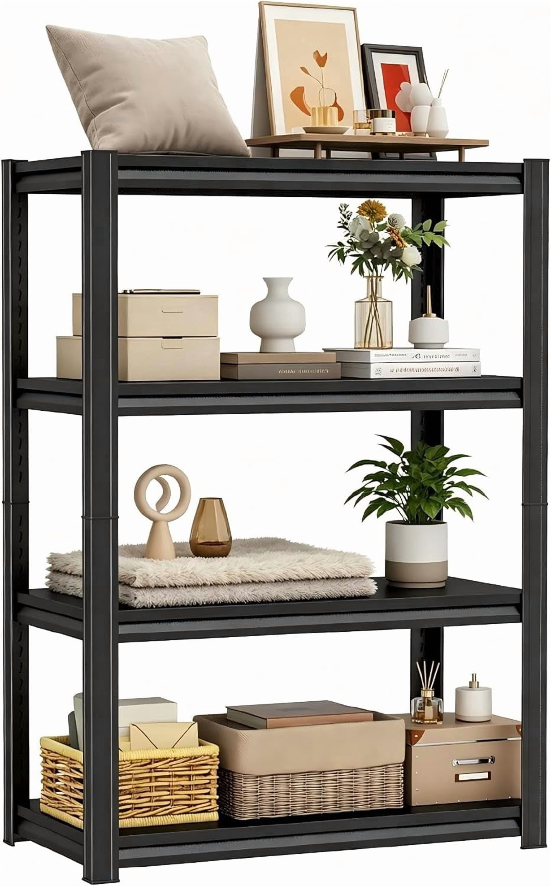 4-Tier Metal Bookshelf, Adjustable Tall Bookcase, Heavy Duty 2500 LBS ...