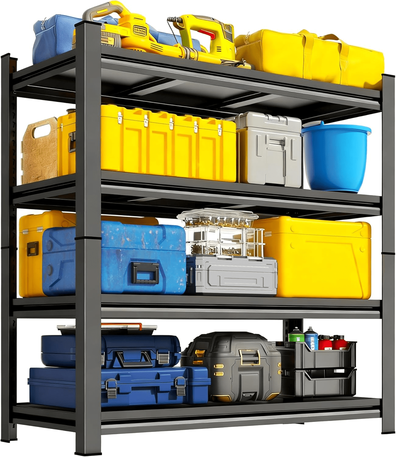 4-Tier Metal Garage Shelving Heavy Duty Adjustable Storage Shelves ...