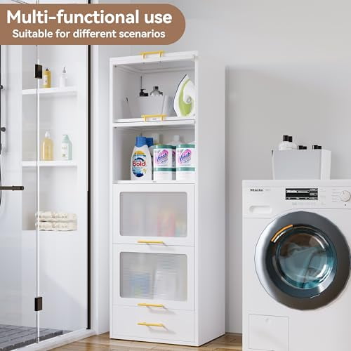 4-Tier Metal Kitchen Storage Cabinets with Lid, Closet Organizer and ...