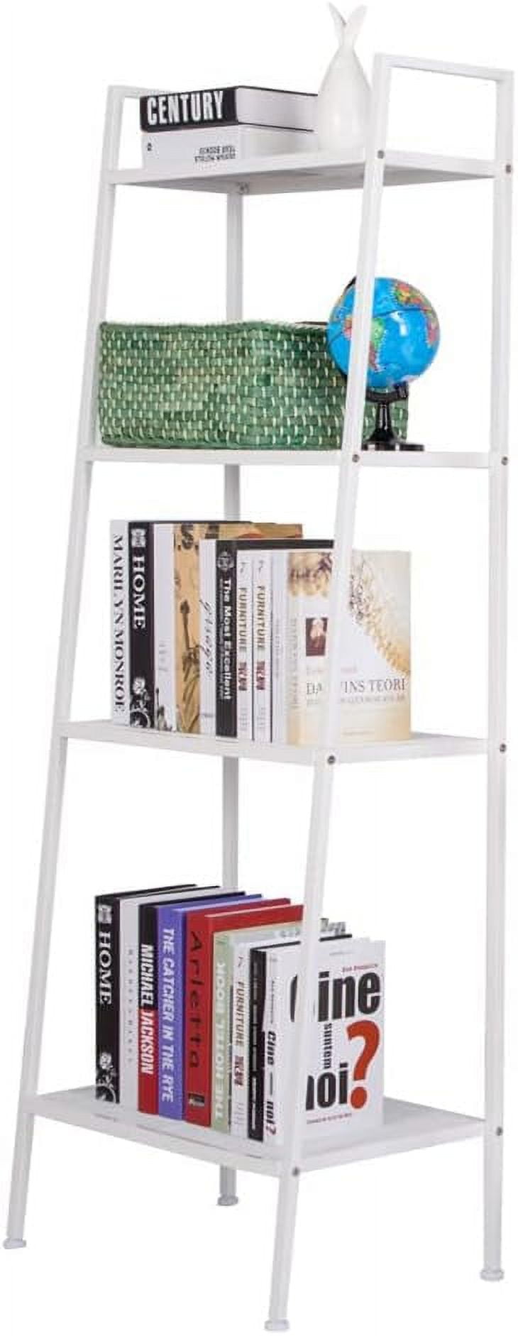 4 Tier Metal Ladder Bookshelf, Free Standing Display Shelf Unit ...