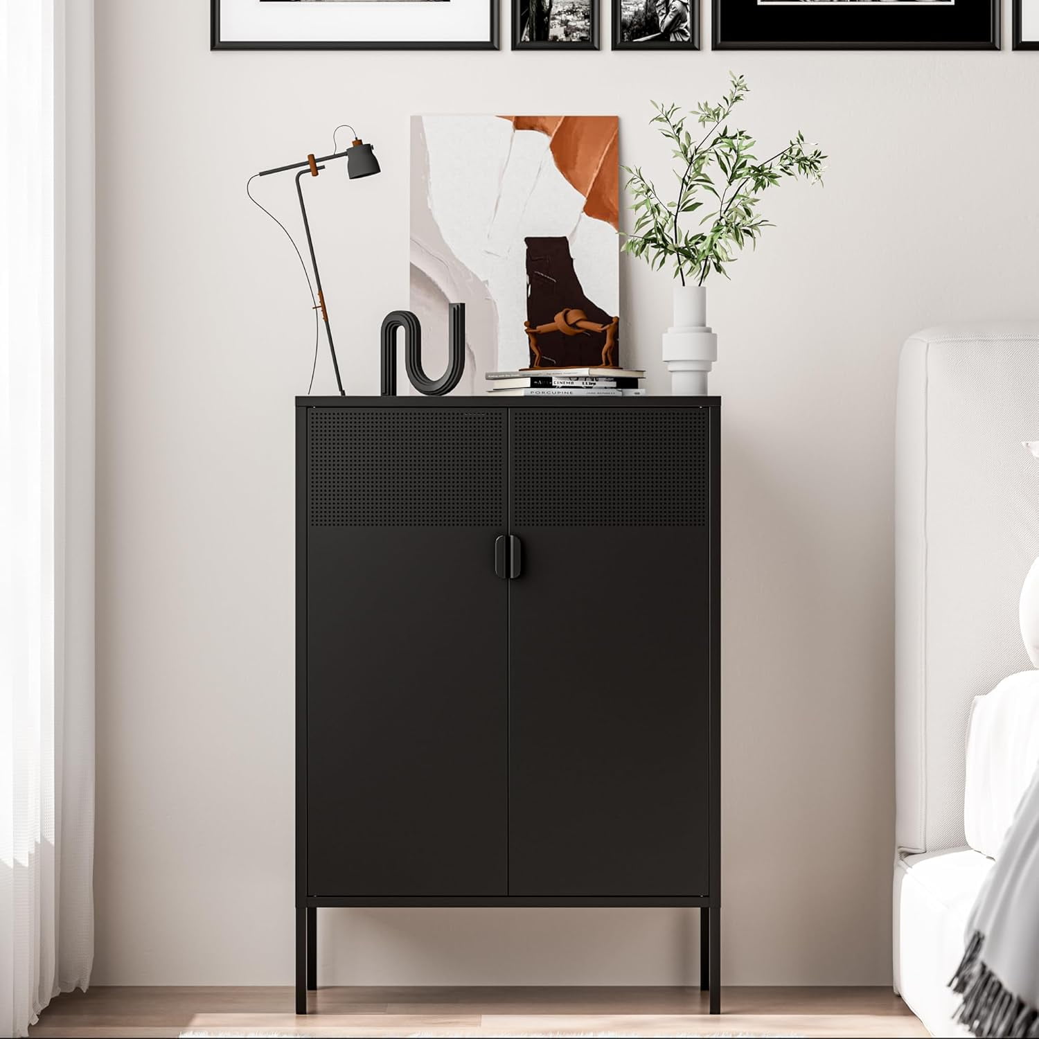 4 Tier Metal Locker Storage Accent Cabinet with Removable Shelves 120 ...
