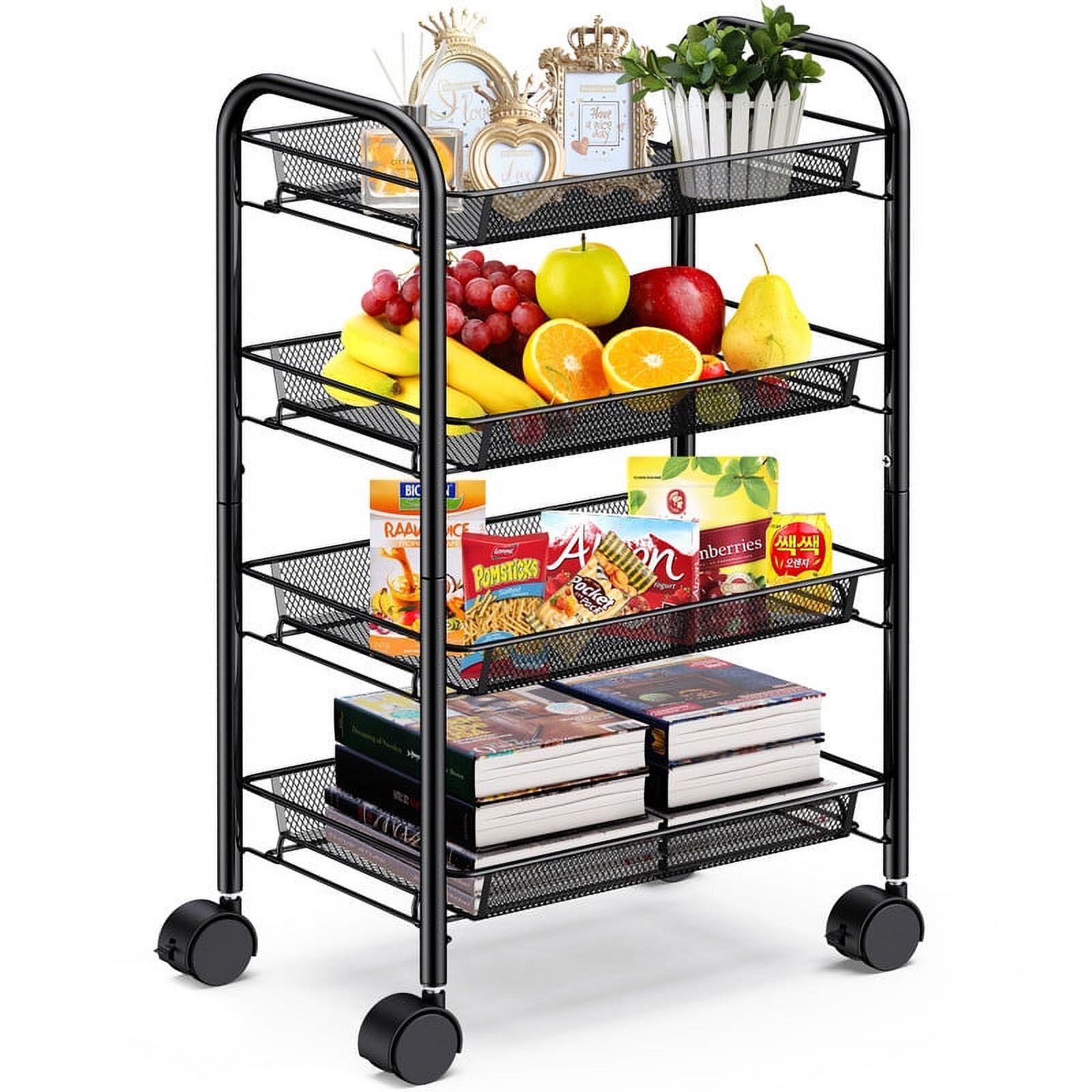 Lifewit 4 Tier Rolling Cart for Narrow Space, Utility Cart, White ...