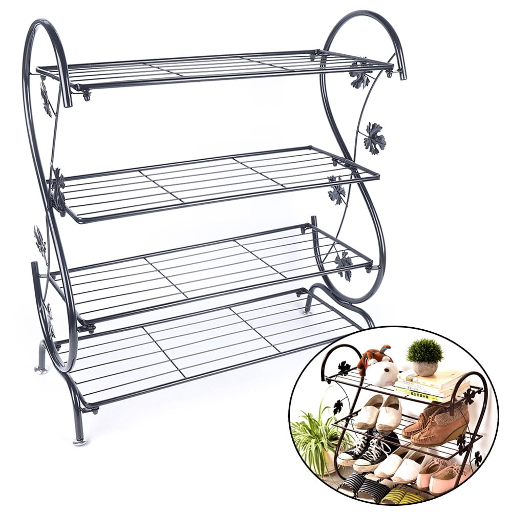 4 Tier Metal Plant Stand Garden Decor Planter Holder Flower Pot Shoe ...