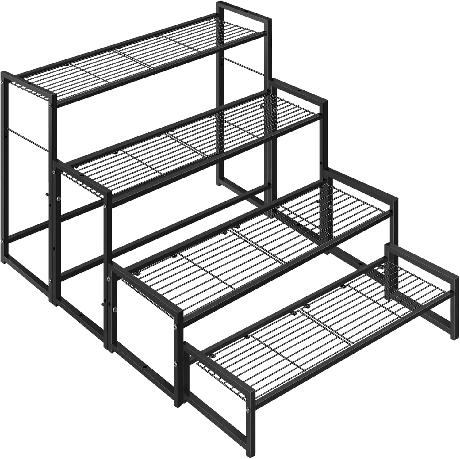 4 Tier Metal Plant Stand Indoor Outdoor, Ladder Flower Pot Holder Plant ...