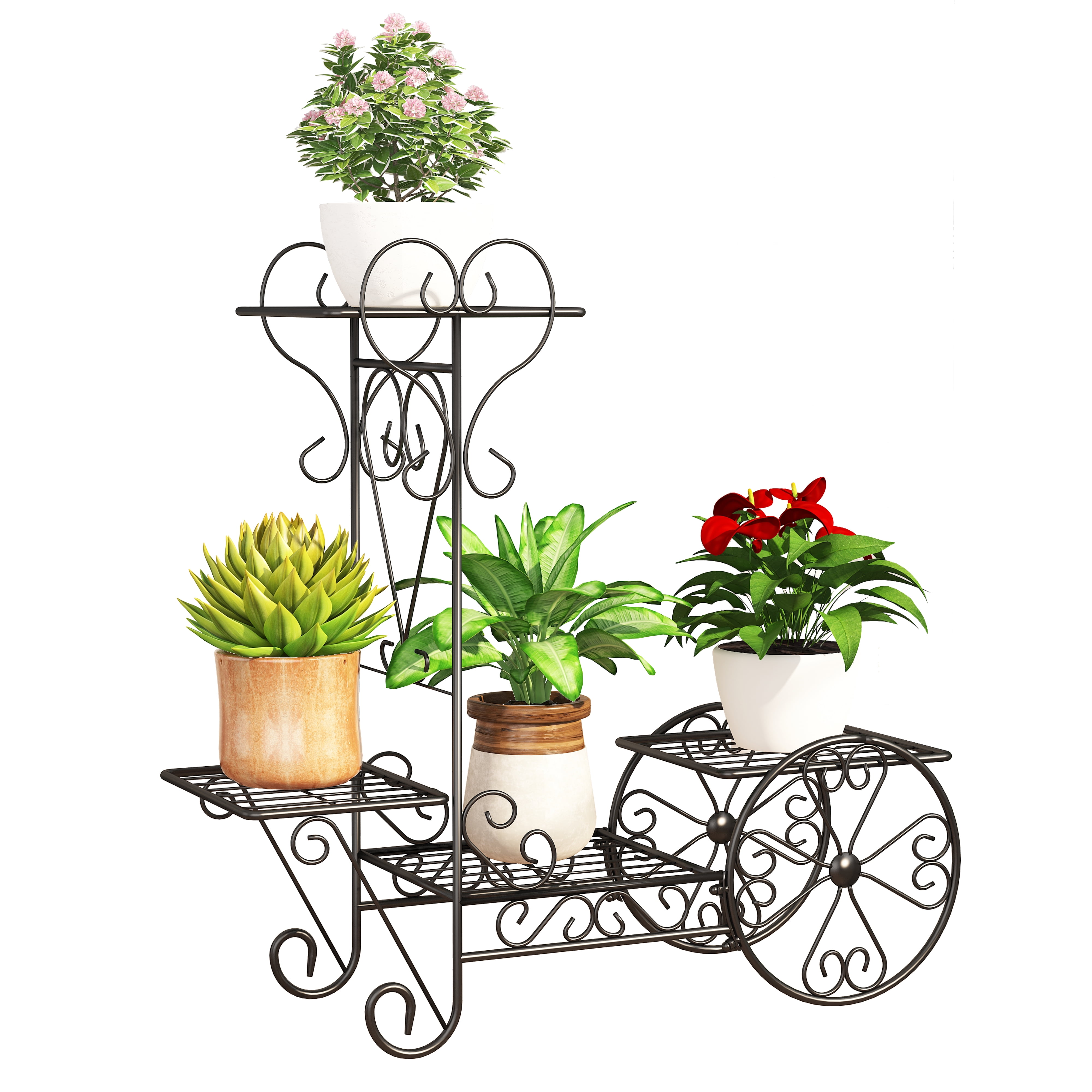 Walmart 4 Tier Vertical Outside Rack - Metal Plant Stand, Indoor ...