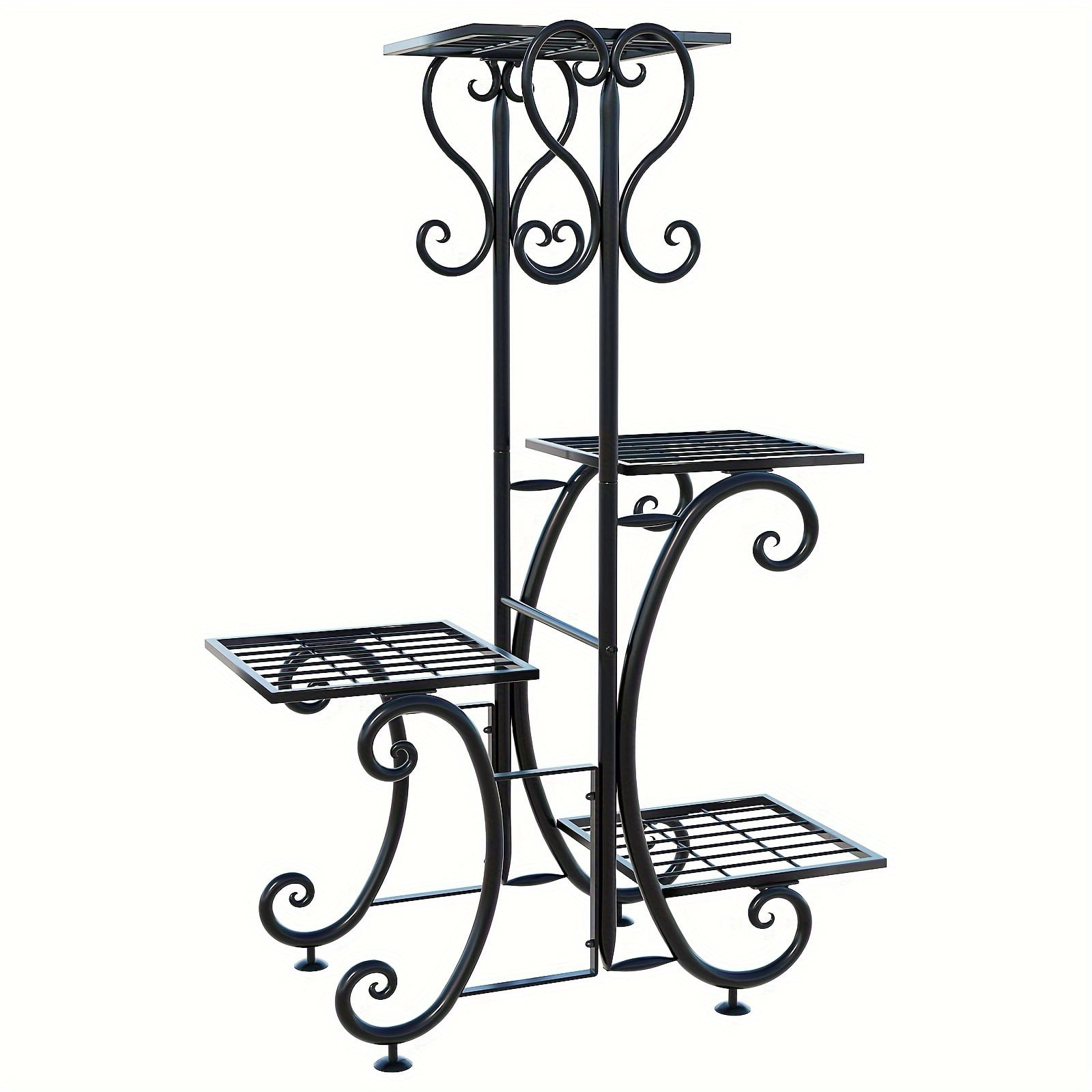 4 Tier Metal Shelf, Stand Indoor Outdoor Flower Pot Holder Display ...