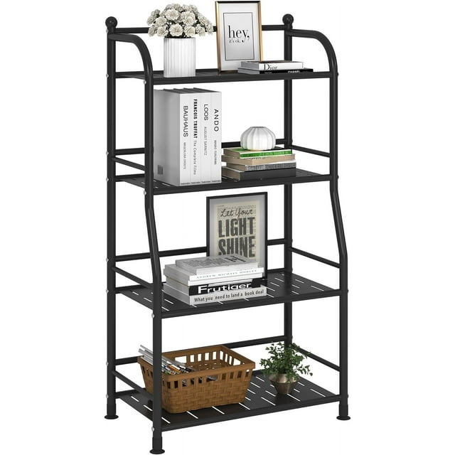 4 Tier Metal Shelf Storage Shelves Living Room Bookshelf Bathroom ...