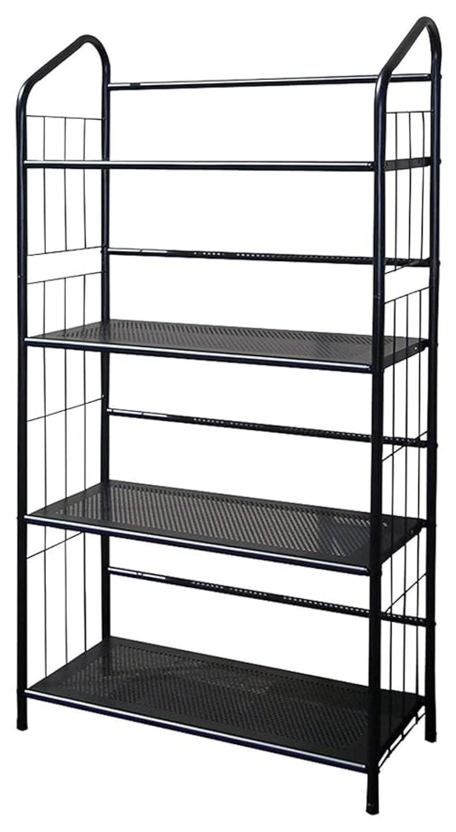 4 Tier Metal Shelving Utility Rack Bookcase Bookshelf Black Finish .5 ...
