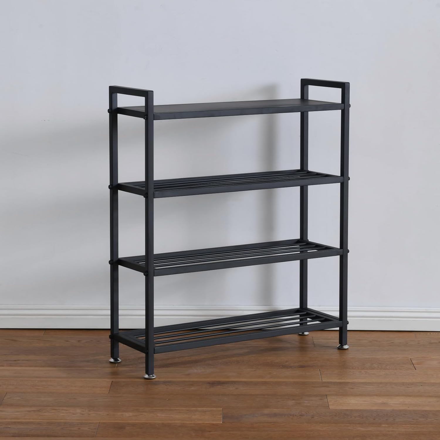 4-Tier Metal Shoe Organizer Heavy Duty Construction Easy Setup Holds 12 ...