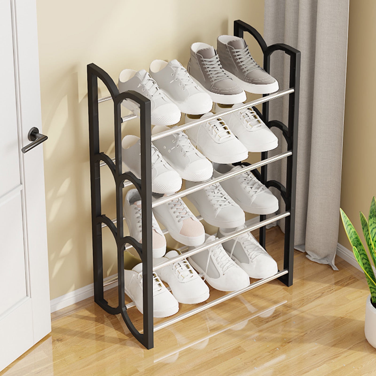 Shoe Organizer Cabinet 3-Tier Metal Freestanding Storage Shelf,Standing ...