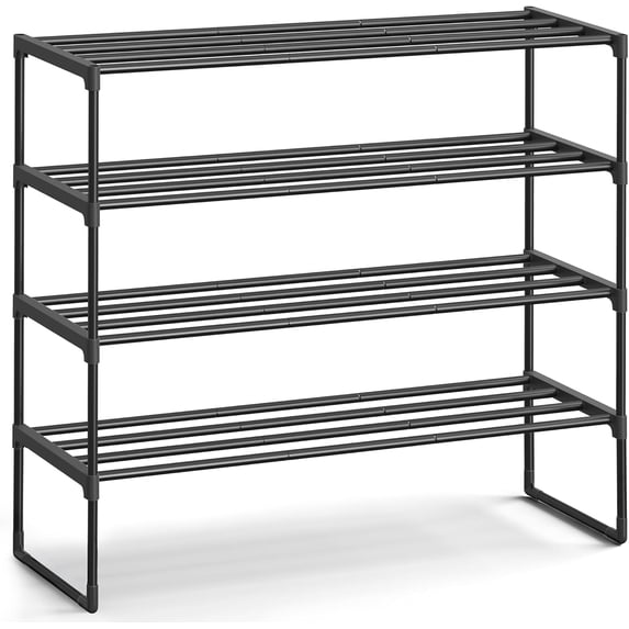 4-Tier Metal Shoe Rack Organizer, Stackable Storage Shelf for 20-25 ...