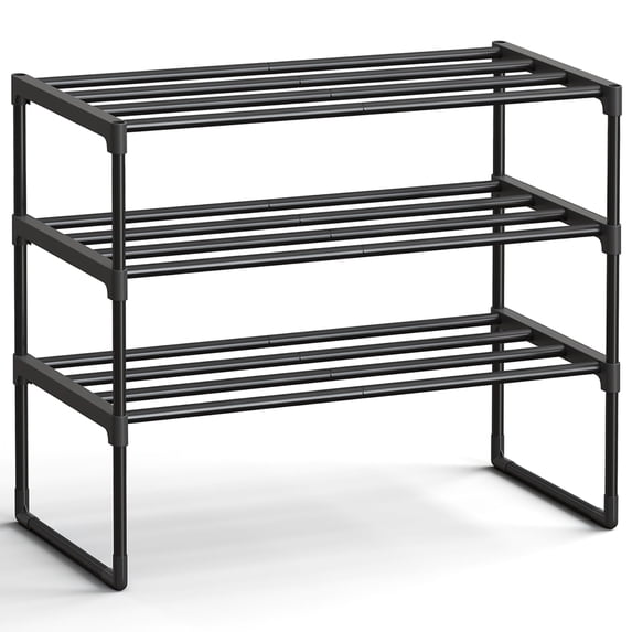 4-Tier Metal Shoe Rack Organizer, Stackable Storage Shelf, Holds 10-15 ...